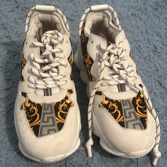 Versace | Shoes | White And Gold Real Versace Sneakers With The Box ...